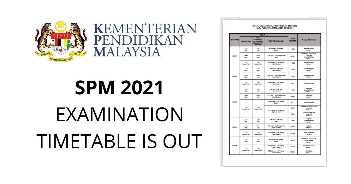 SPM 2021/2022 Examination Timetable